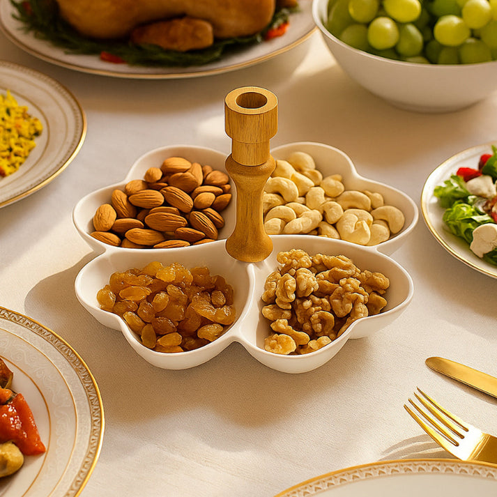 Ceramic Divided Snack Bowl With Center Handle – The June Shop