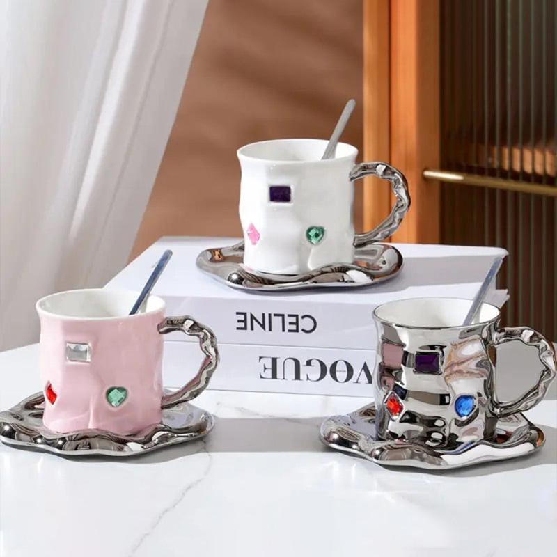 Gemstone Elegance Tea & Coffee Cup with Plate & Spoon – The June Shop