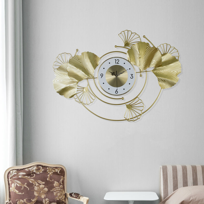 Golden Gingko Leaves Modern Wall Clock | Stylish & Elegent Wall Clocks ...